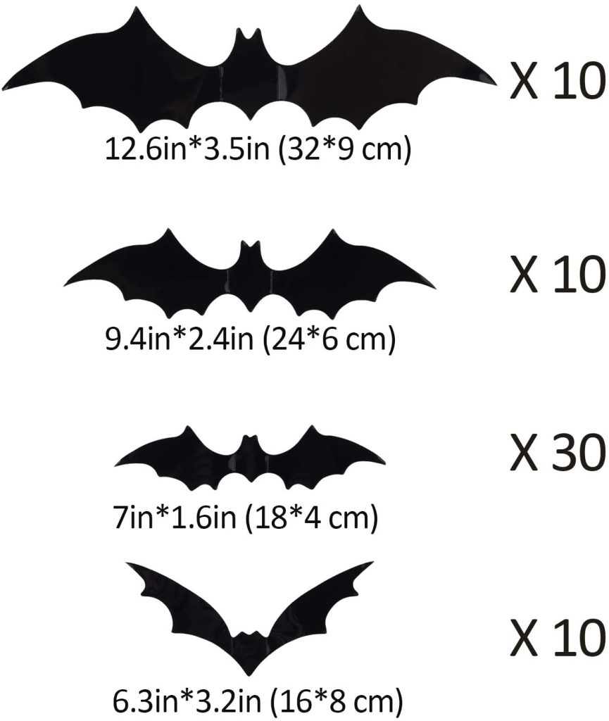 New Halloween 2021 3D Bats Stickers Realistic Wall Decals Stickers ...