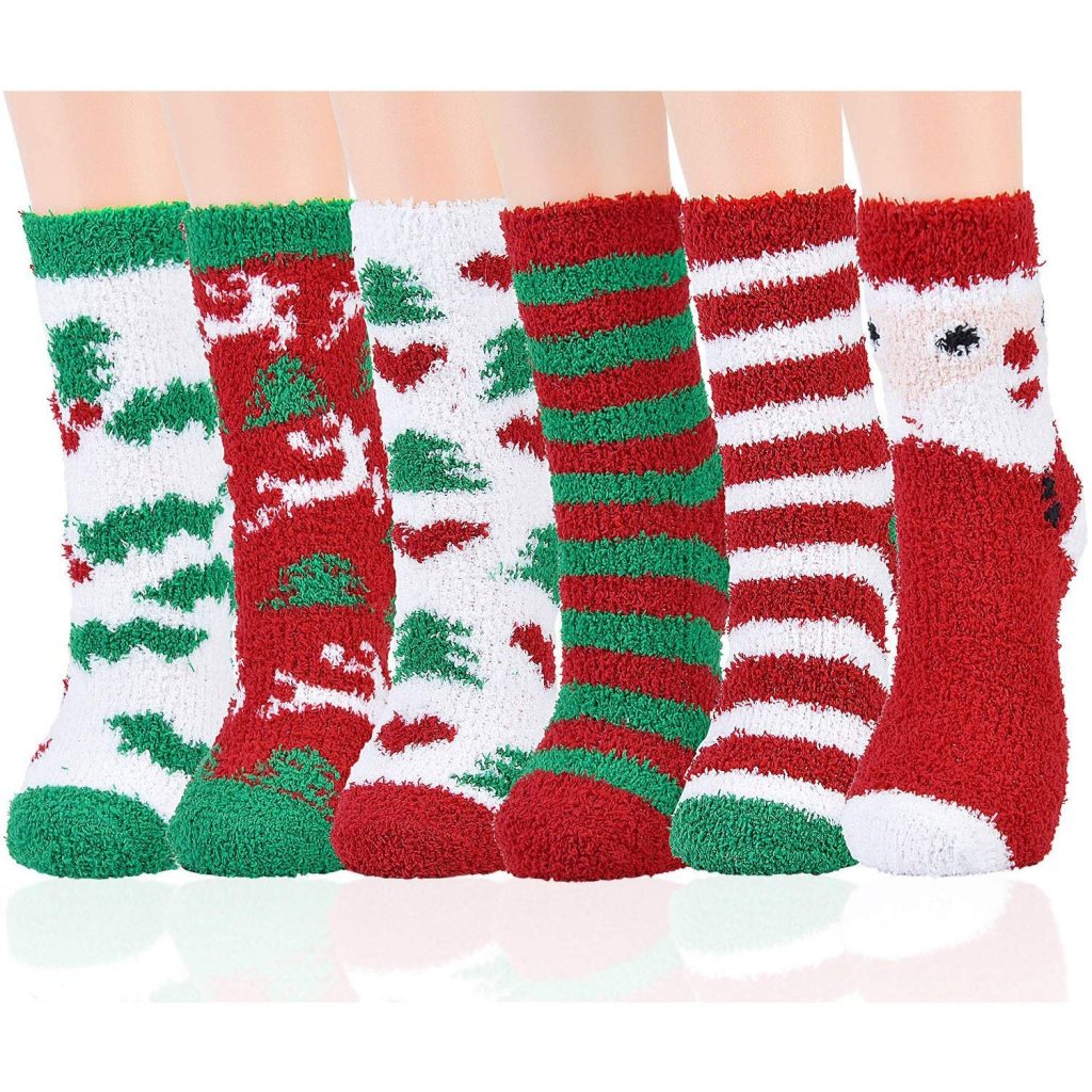 Winter Socks for Women – Colorful Reindeer Snowman Socks – [6 Pairs ...