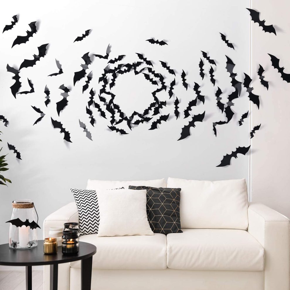 New Halloween 2021 3D Bats Stickers Realistic Wall Decals Stickers ...