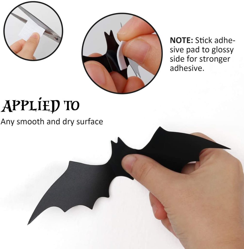 New Halloween 2021 3D Bats Stickers Realistic Wall Decals Stickers ...
