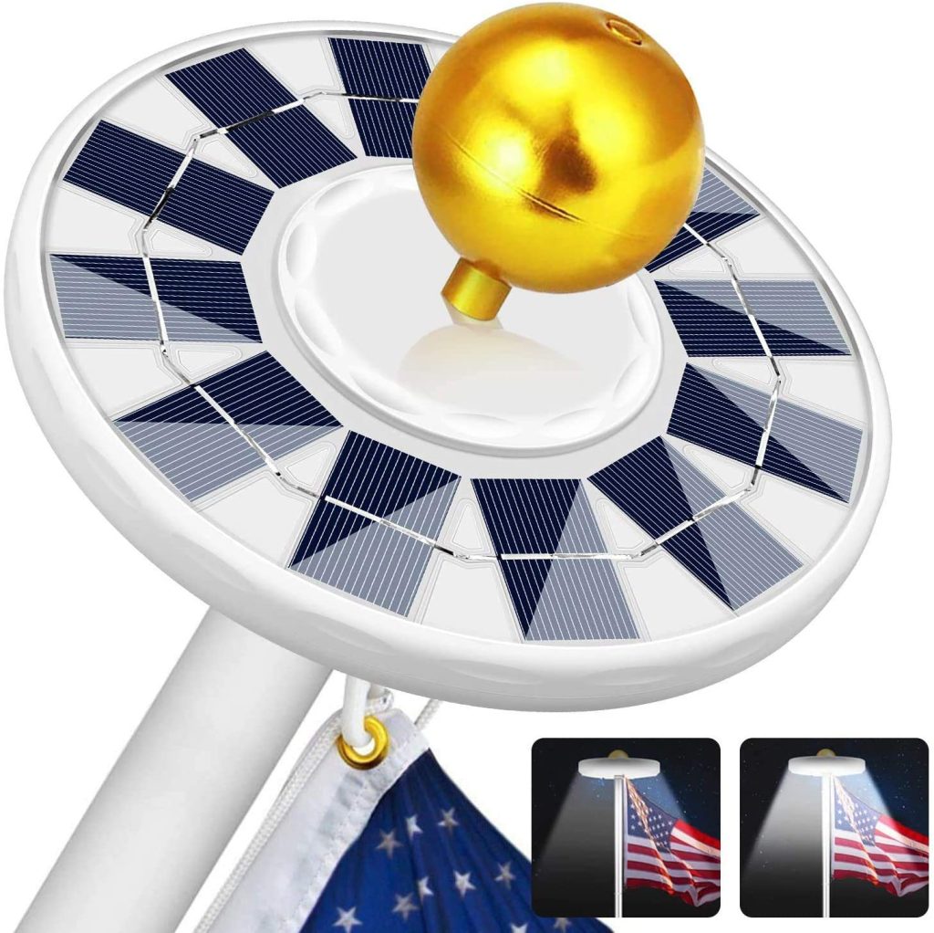 128LEDs Solar Powered Flagpole Light All Night Long Last – NIVTTDOGCATTOY