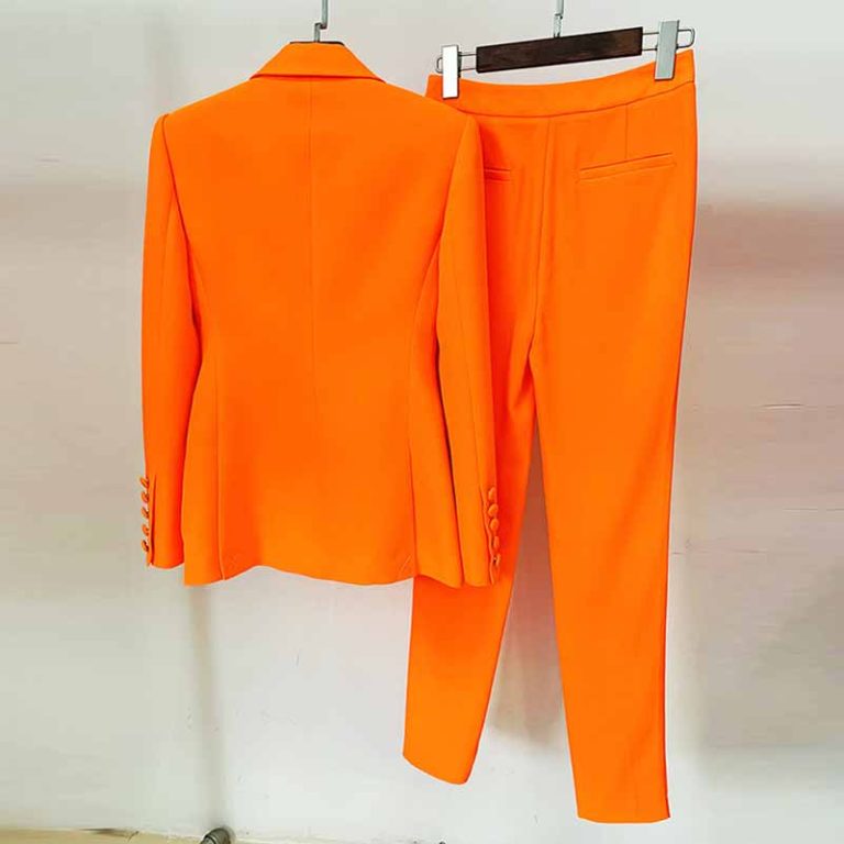 Women’s Orange Double Breasted 2 Piece Pant Suit Sizes 6-14 ...