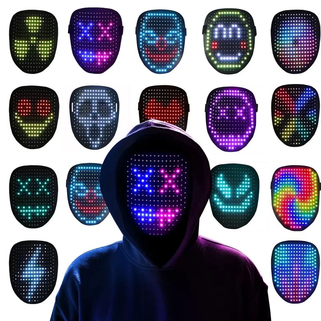 Led Mask with Gesture Sensing LED Lighted Face Transforming Mask ...